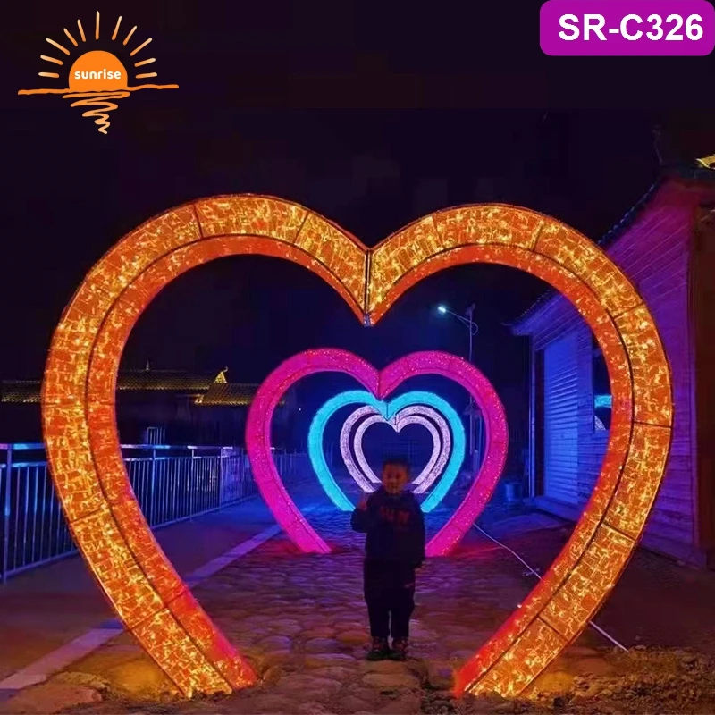 Outdoor Giant Lighting Tunnel - 3D Heart-Shaped LED Christmas ...
