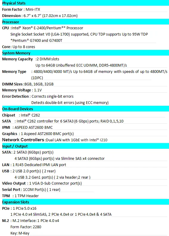 Supermicro Server Motherboard X13SCL-IF Intel C262 Intel Xeon E-2400 ...