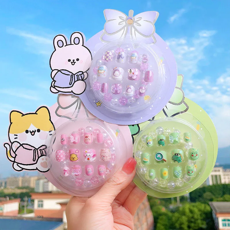 Cartoon Cute Animal Designs Kids Press On Nails Box Fashionable Nail ...