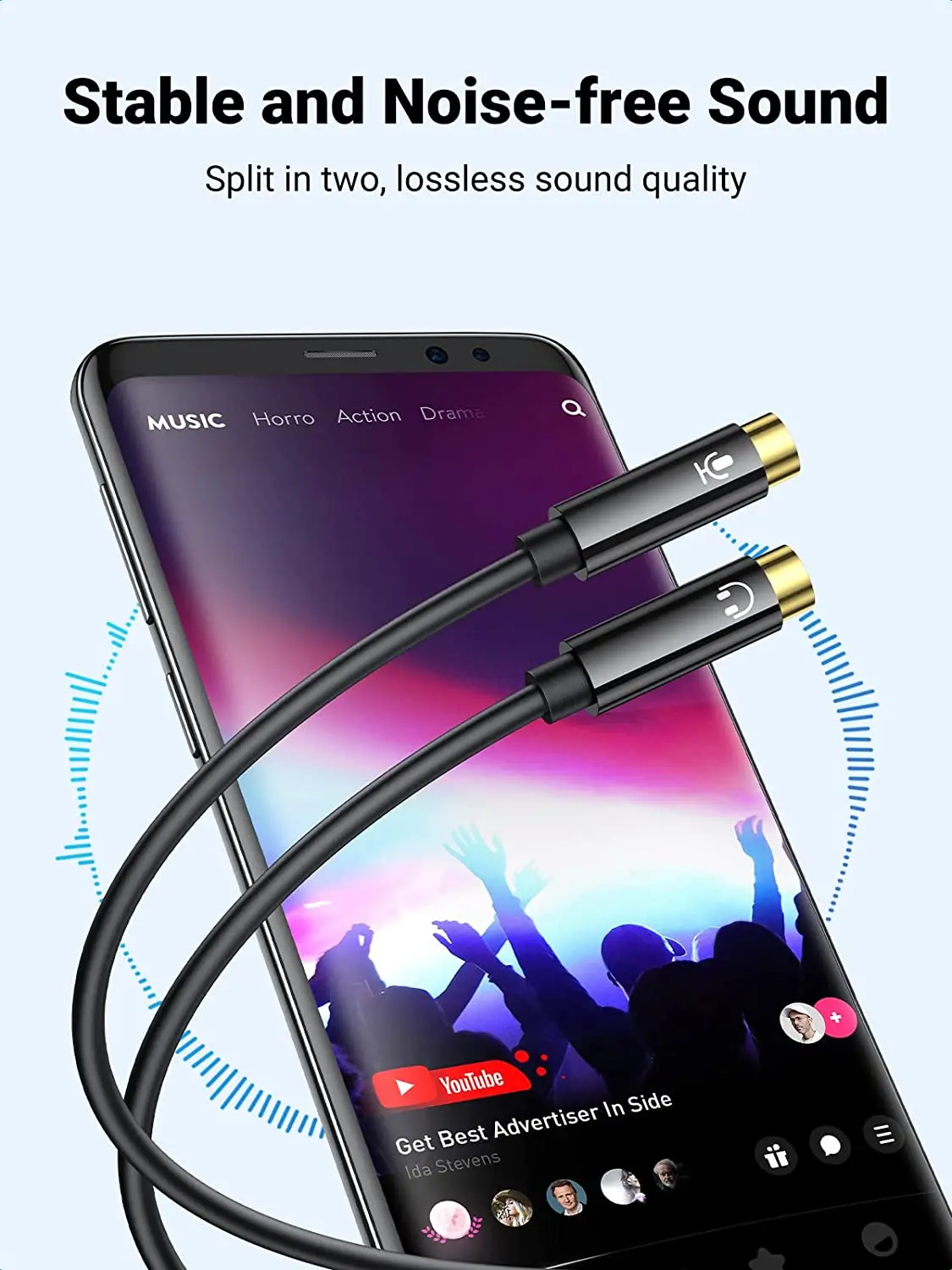 UGREEN 3.5mm 4 Pole TRRS Audio Splitter, Male-Female Headphone & Mic Y ...