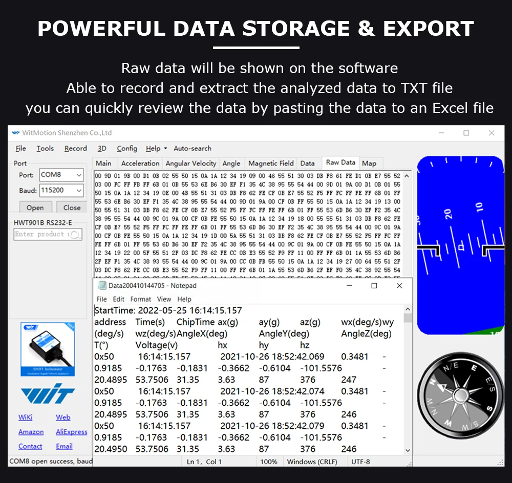 Hwt901b-ttl Military-grade 3 Axis Gyroscope+angle+magnetometer Imu ...