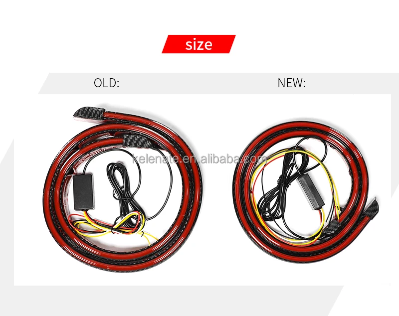 Universal Red LED Spoiler Rear Lip Kit with Brake Turn Signal Running ...