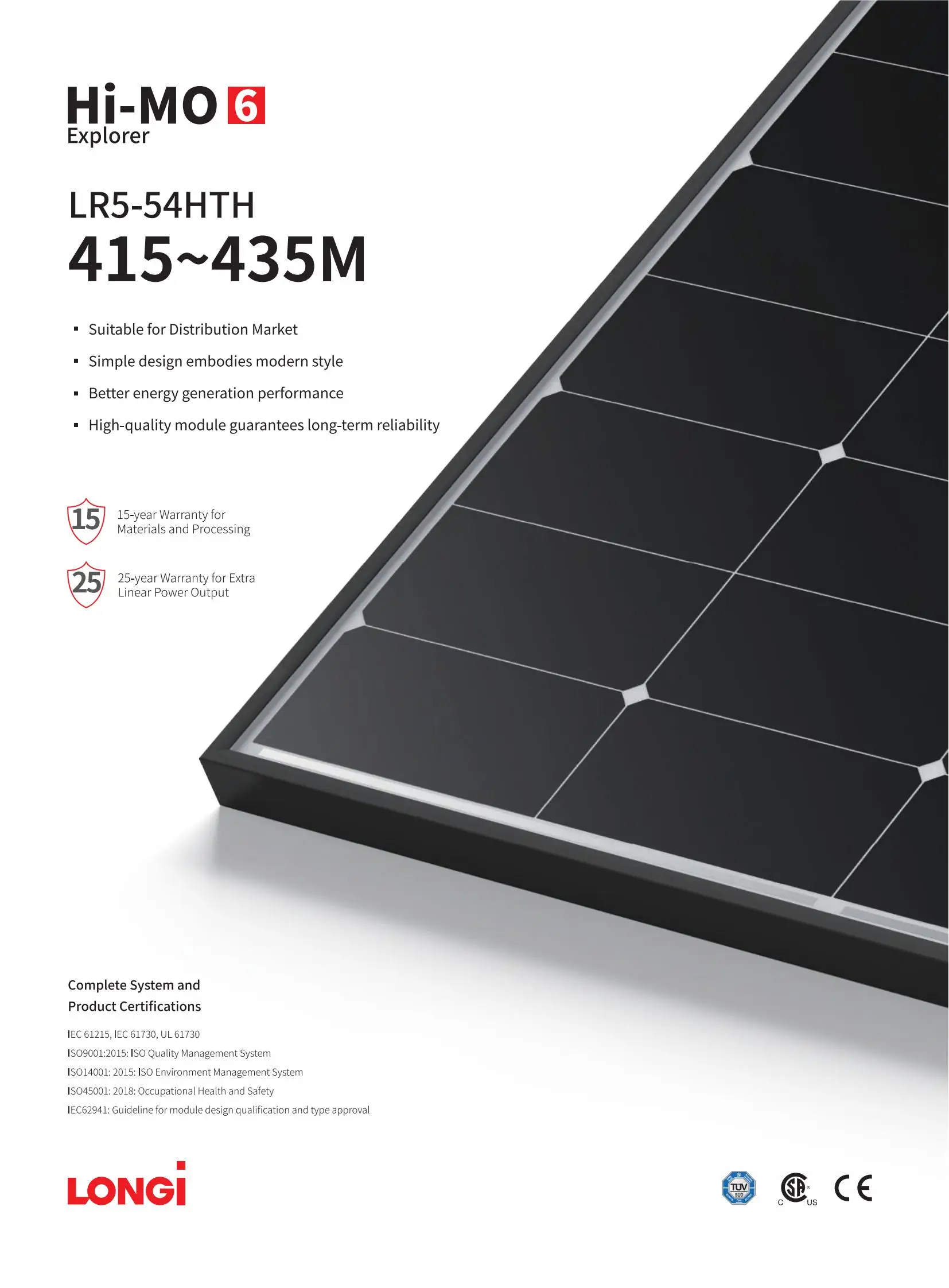 Longi Himo 6 Solar Panel Lr5-54hth-430m Mono Solar Panel 430w 435w 440w ...