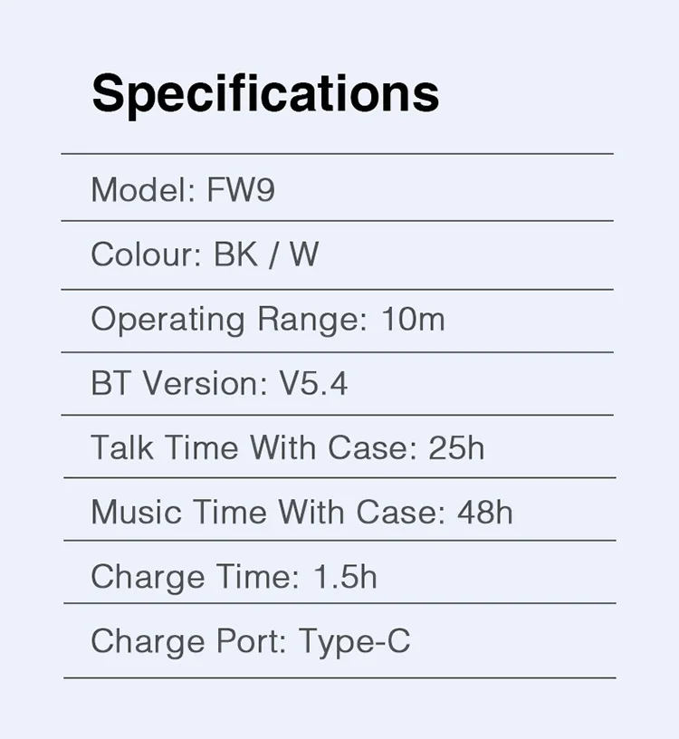 IXIU FW9 OWS Earbuds - High Quality Noise Canceling Headphones
