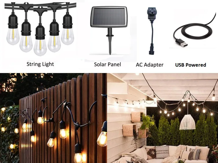 Eco Friendly 48ft S14 Solar Outdoor In Holiday Lighting Garden Powered ...