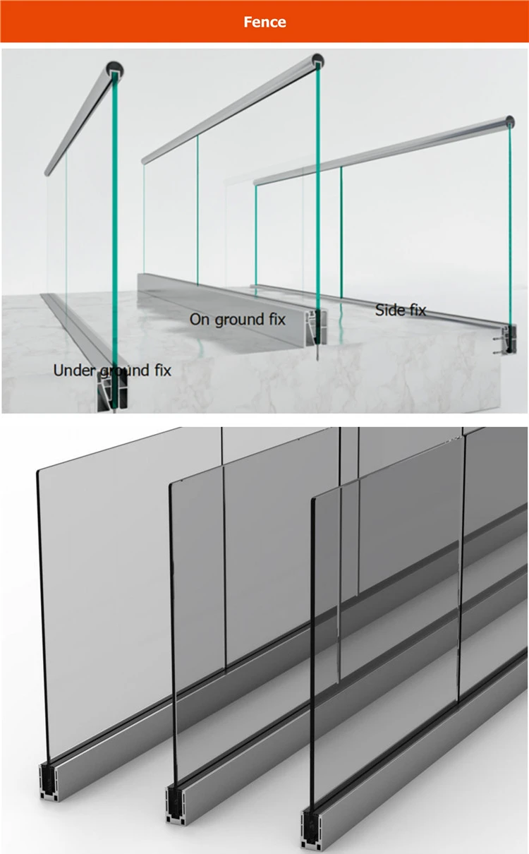 Villa Safety Stair Railing Handrail Aluminium Semi Frameless Glass ...