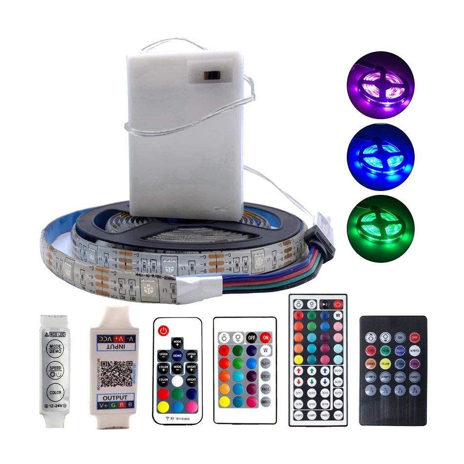 4.5v 5050 Rgb Strip Light Led Colorful Flexible Tape Lamp Bar With 3aa ...