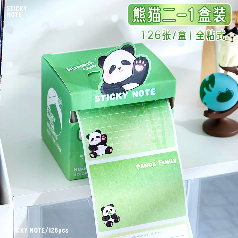 Cute Sticky Note Paper Pull-out Type Full Viscosity Cartoon Panda Memo ...