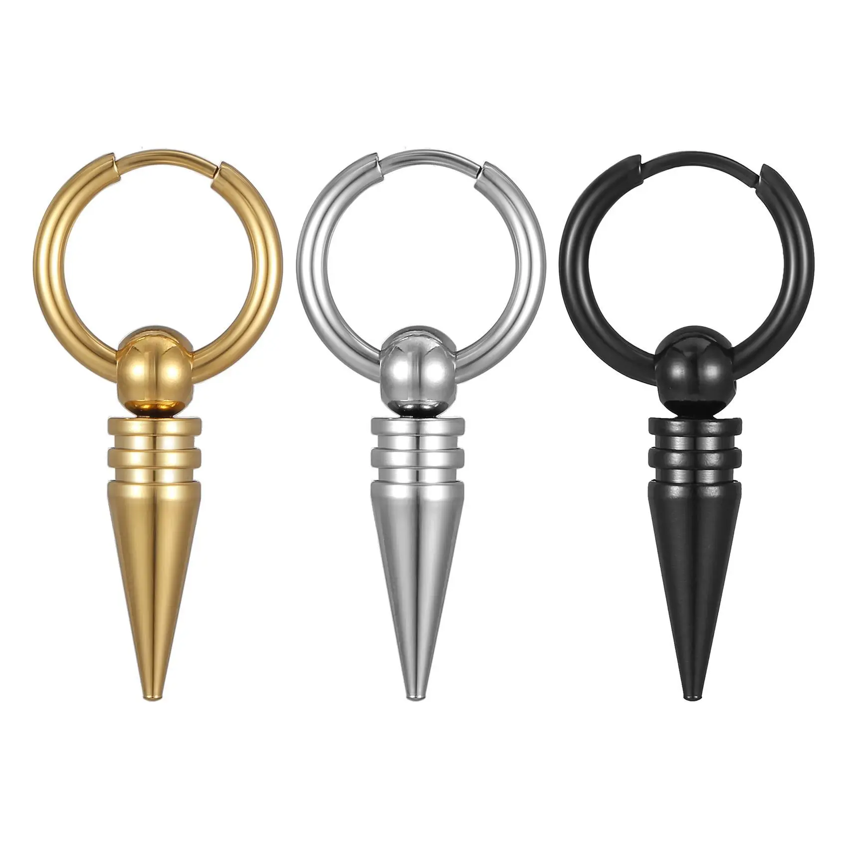 Men/women Ear Circle Buckle Hip Hop Gothic Earring Unisex Stainless ...