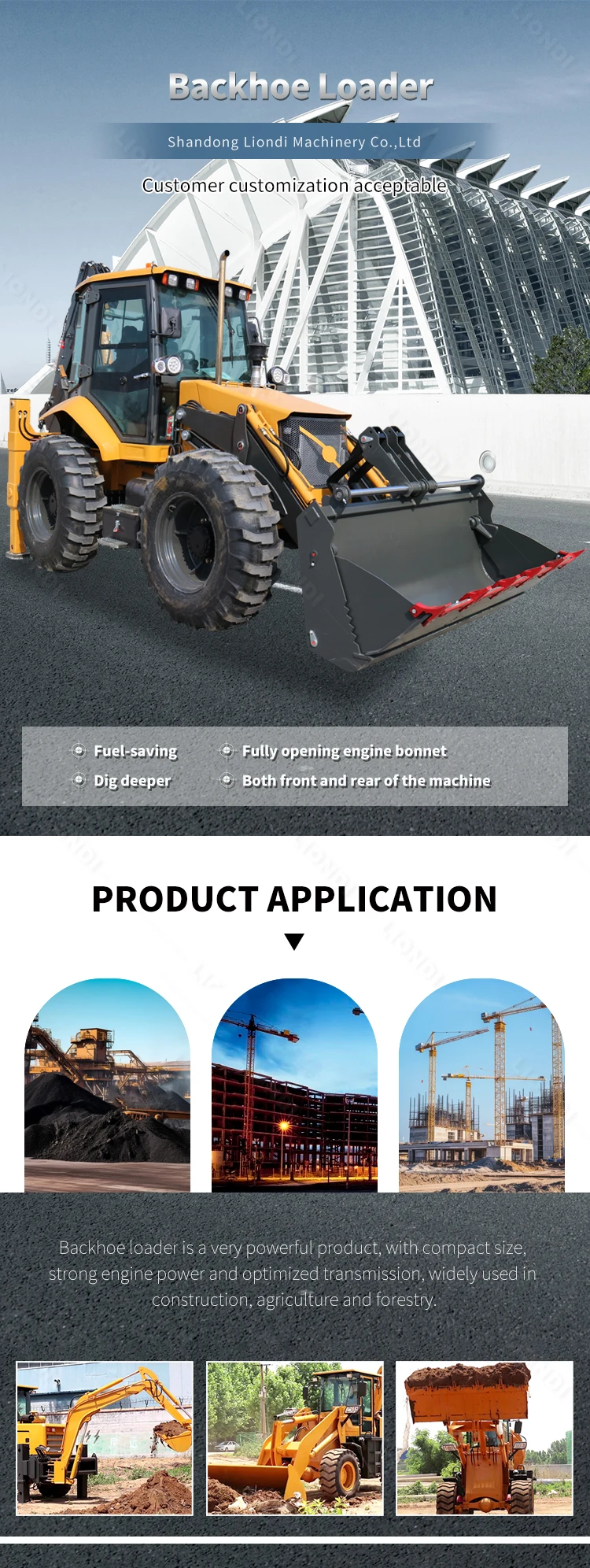 High Efficiency Backhoe Loader - 9500kg Wheel Excavator