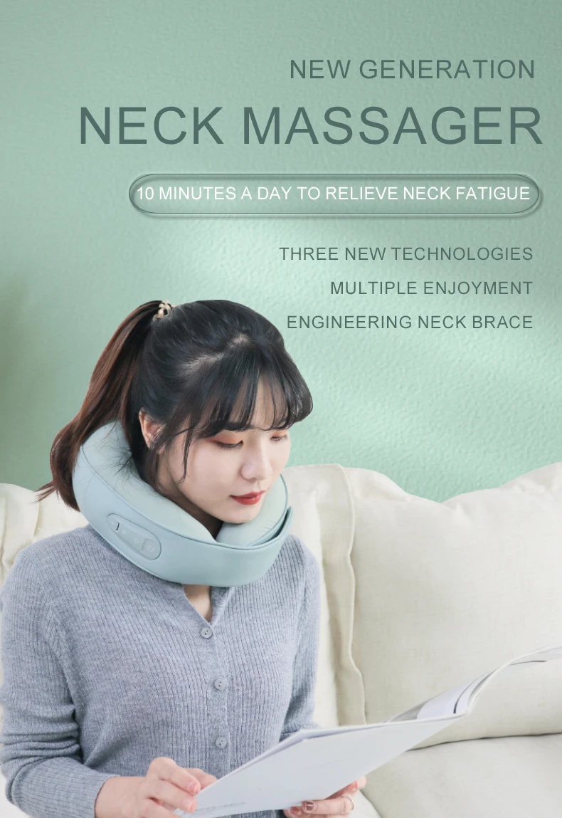 Electronic Intelligent Portable Neck Massage Pillow Device Wireless Shiatsu U Shaped Pressure