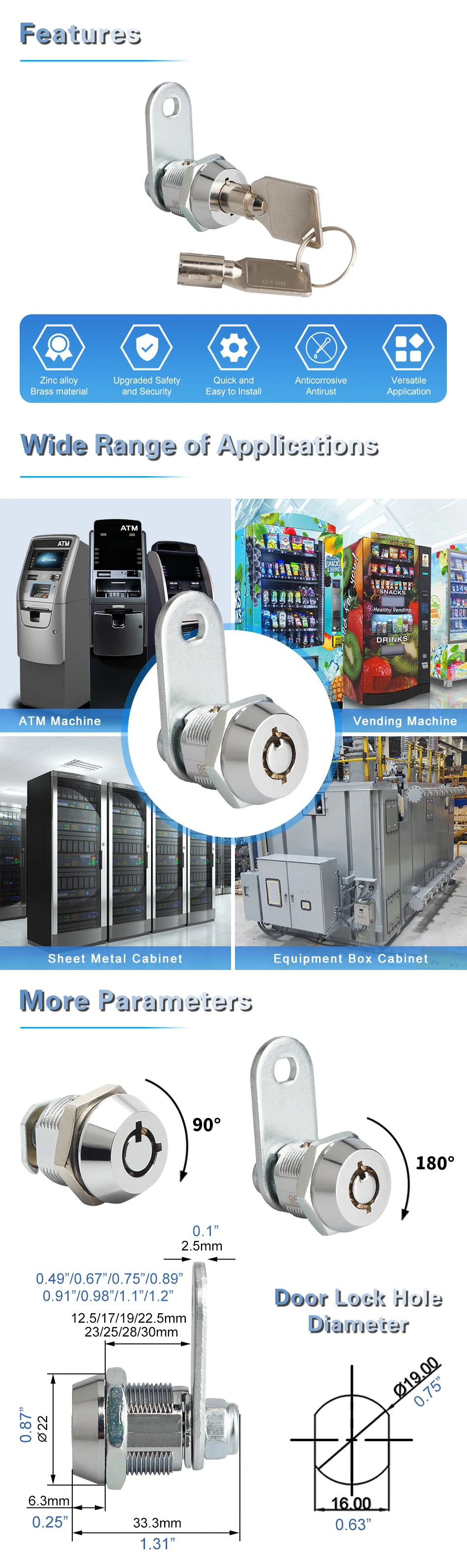 JK500 Industrial Cabinet Cam Locks - Secure Outdoor Enclosures