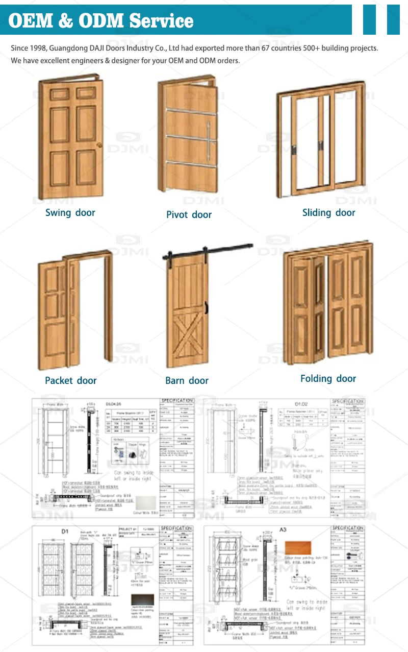 American Style White Primed Panel Design Solid Wood Door
