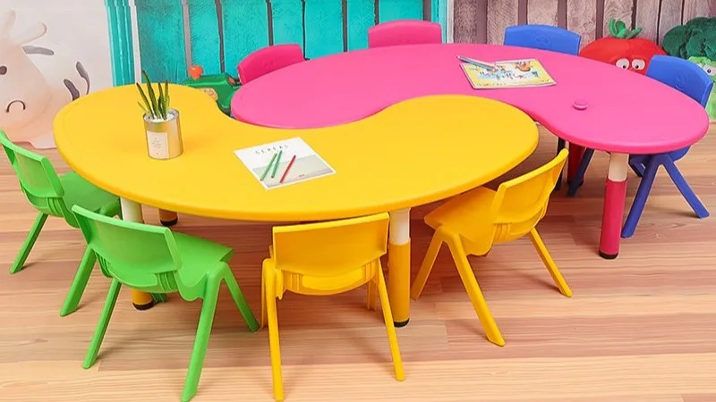 Day Care Furniture Plastic Table Colorful Square Study Table For ...