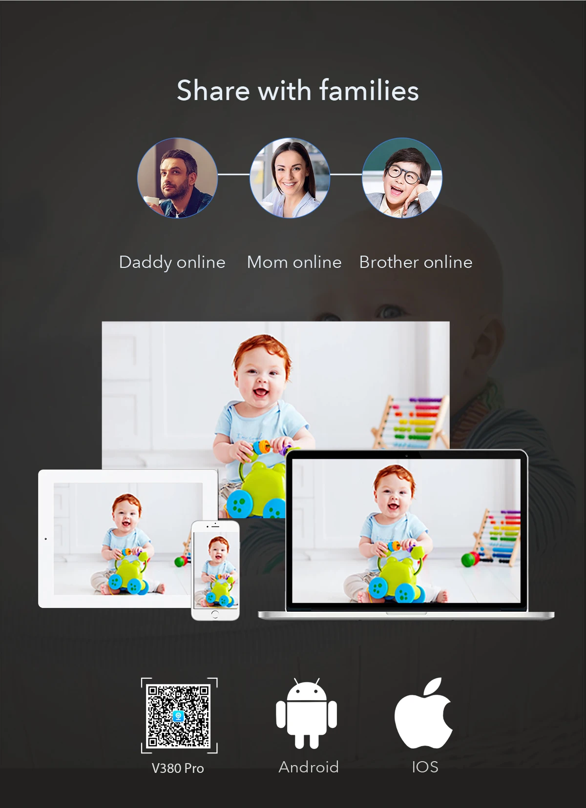 V380 Q1 3MP High Definition 2K Wifi Security Camera - PTZ