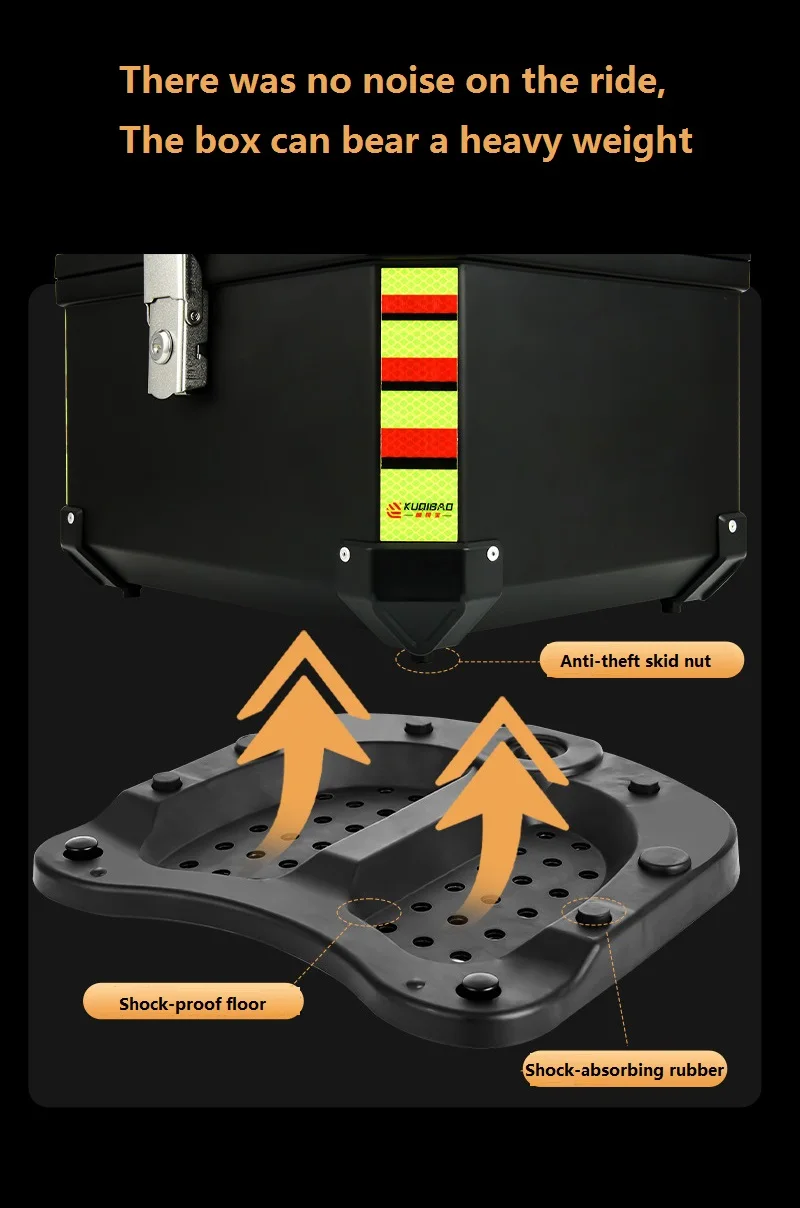 Custom 48L ABS Black Motorcycle Top Box - Waterproof & Durable
