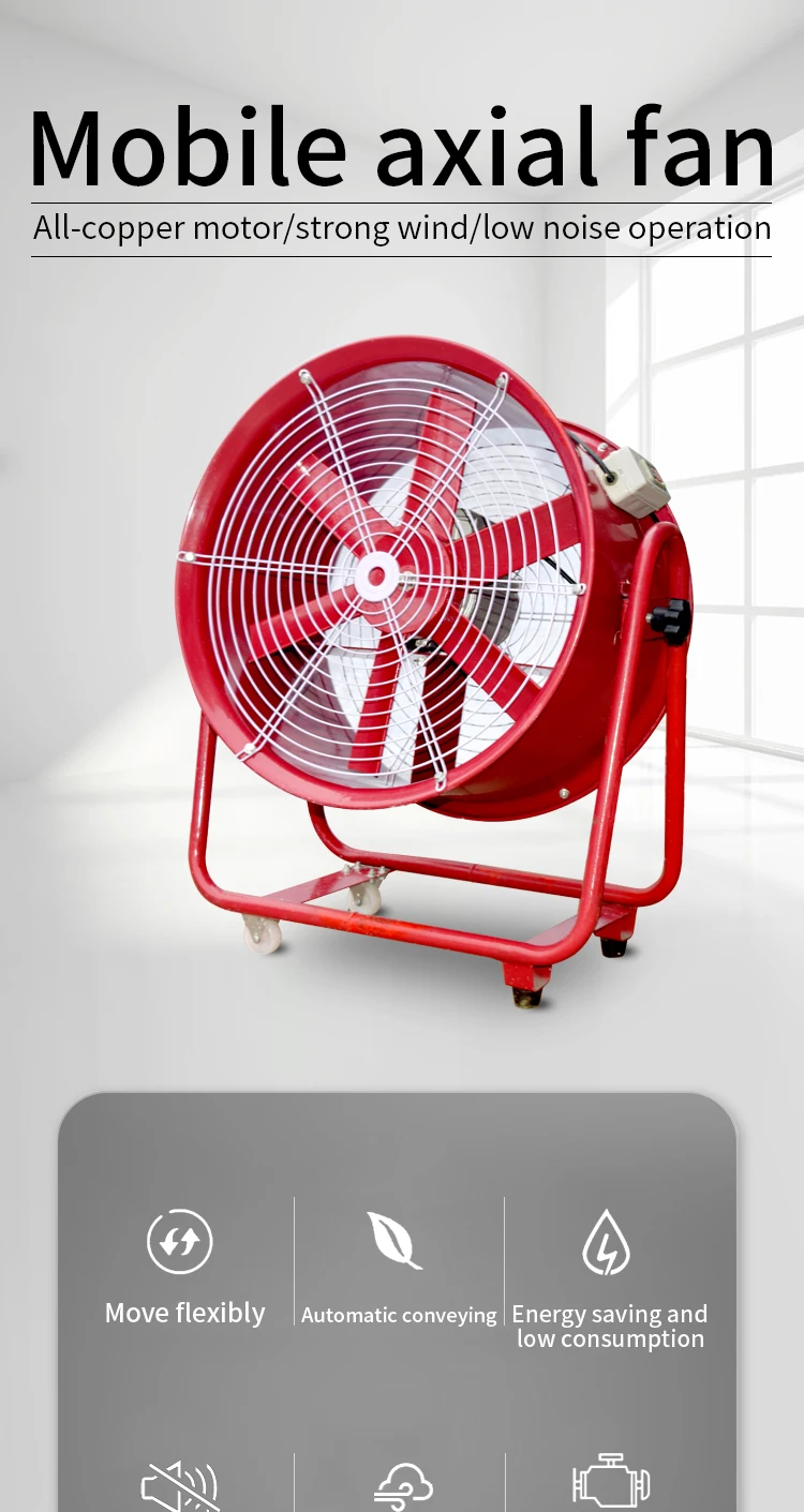 Portable Mobile Workshop Drum Fan Wheels Detachable Industrial Axial ...