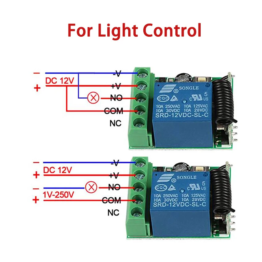 Wireless Relay Module DC 12V 433MHz Wireless RF Remote Relay Receiver ...