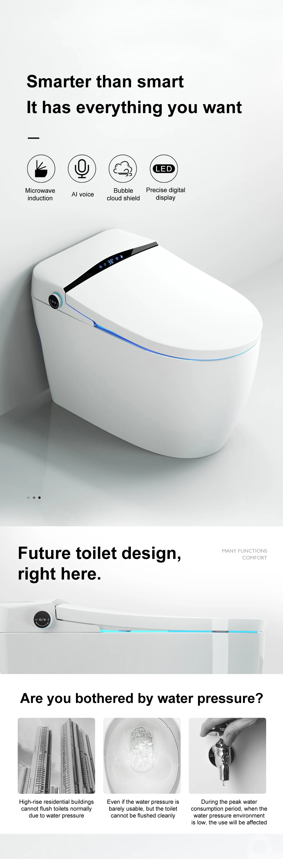 220V Japan One Piece Wc Self Cleaning Full Automatic Flush Sensor Toilets