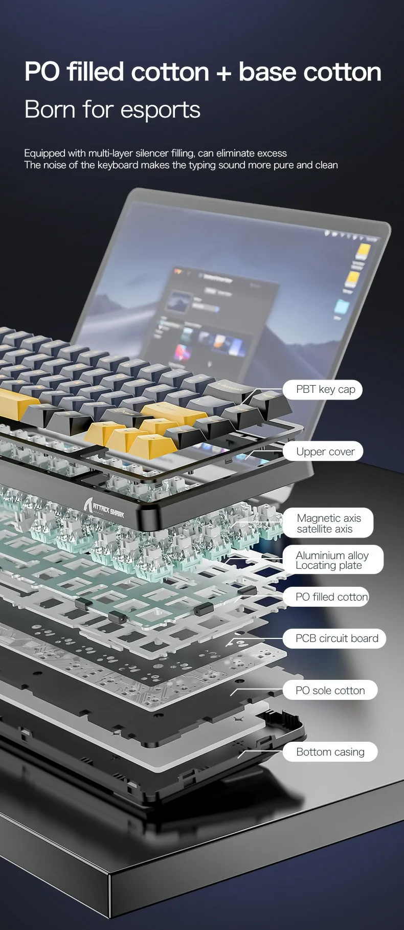 ATTACK SHARK X65 HE - 65% Wired Gaming Keyboard with 8000hz Polling Rate