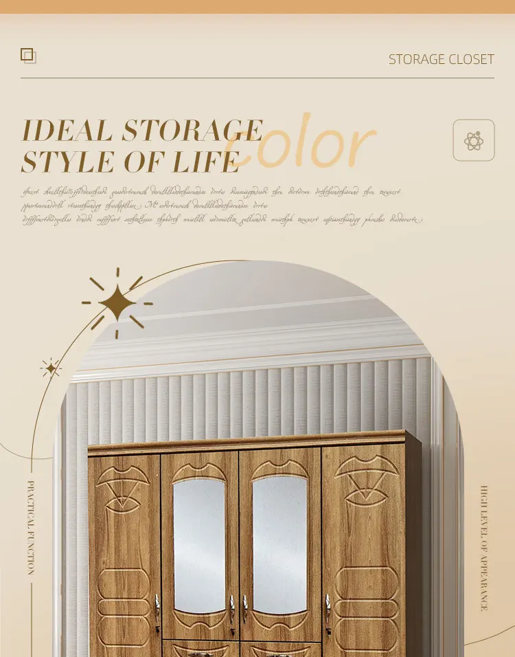 Modern Design Mdf Panel Wood 4 Door Bedroom Wall Storage Modern Design ...