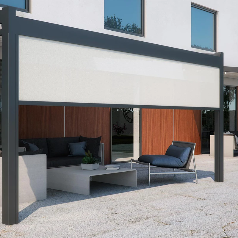 Motorized Outdoor Roller Pergola Blinds - Windproof & Stylish