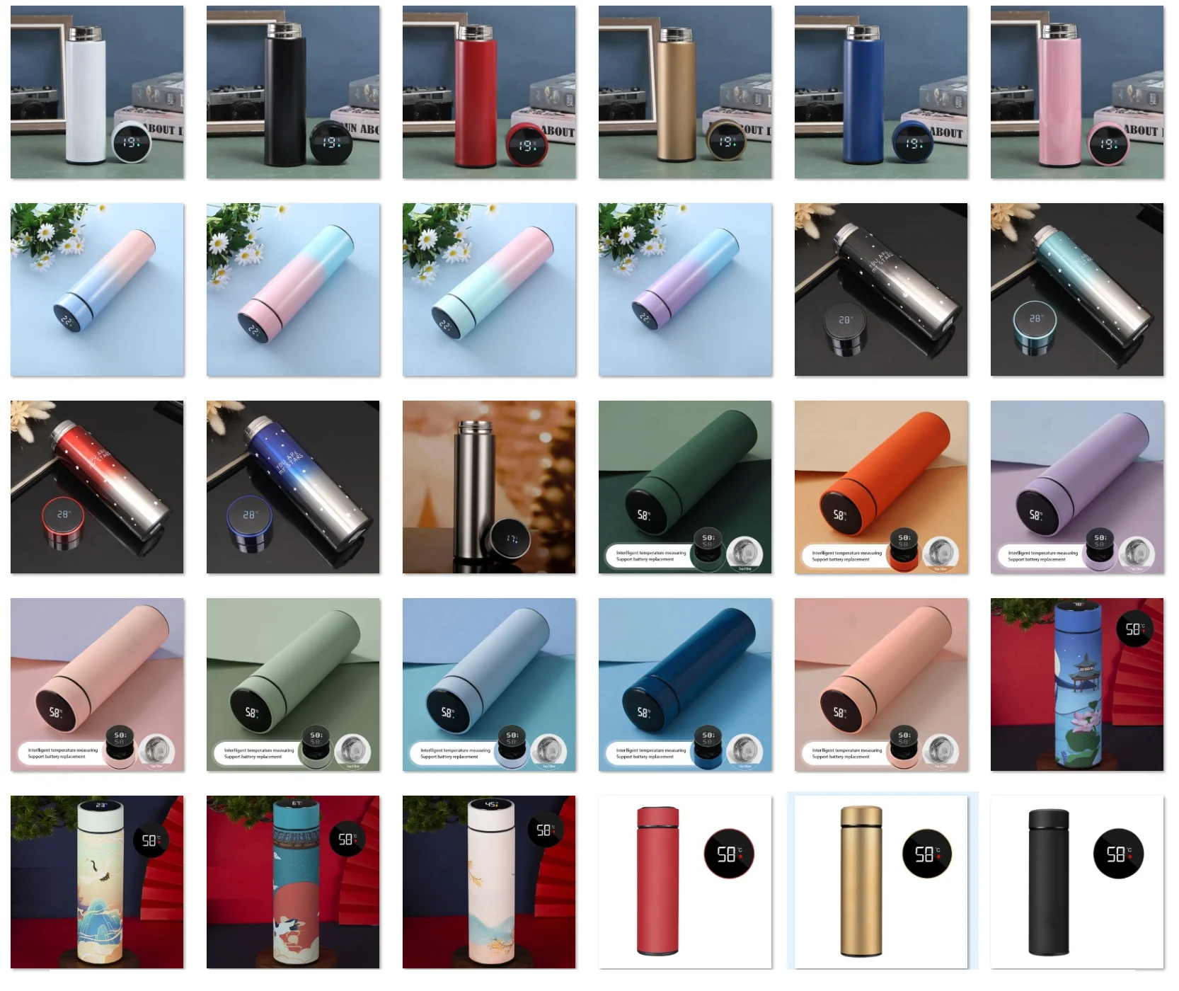 500ml Colour Stainless Steel Bottles Insulated Thermos Led Digital ...