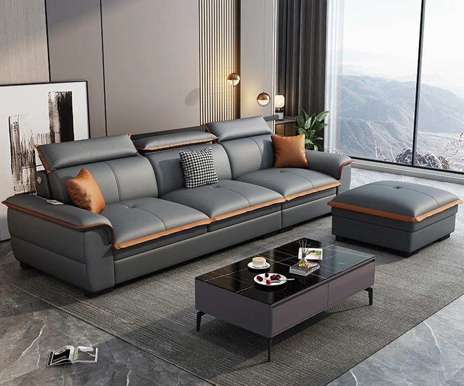 Luxury Microfiber Fabric Sofa - Modern Family Room Design