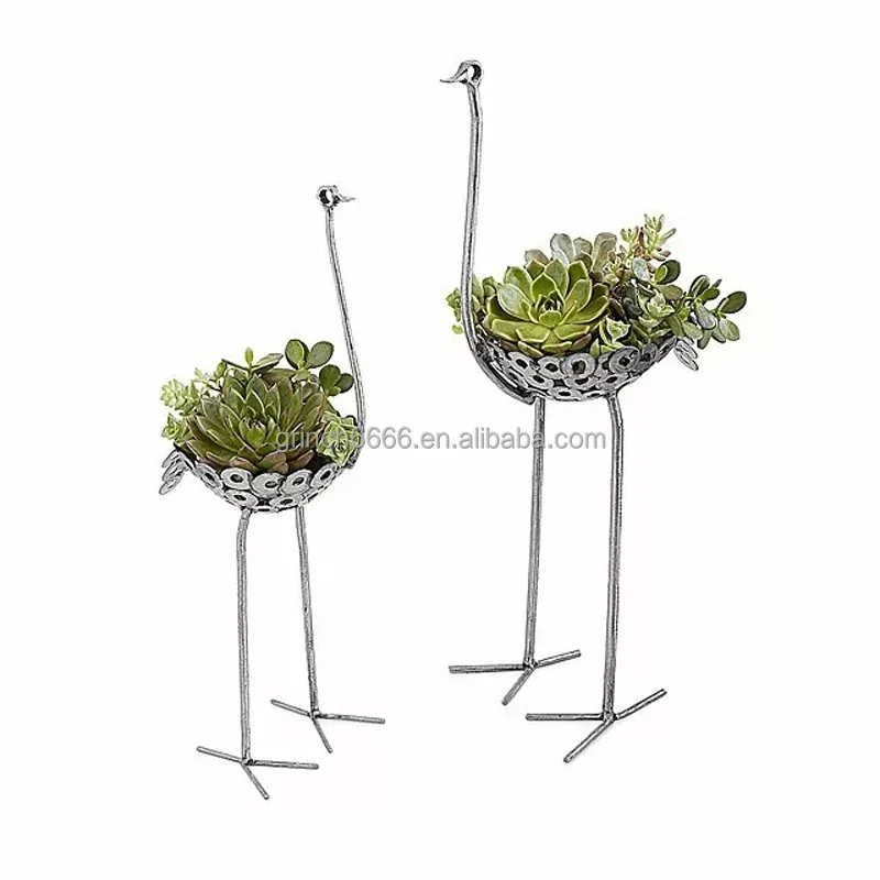 Recycled Modern Metal Ostrich Planter Ostrich Plant Holder Outdoor ...