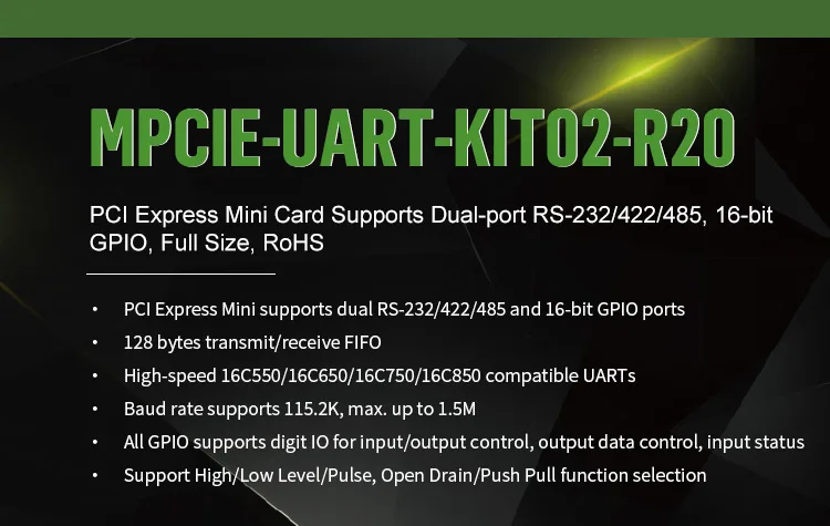 Iei Mpcie-uart-kit02 Pci Express Mini Card Supports Dual-port Rs-232 ...