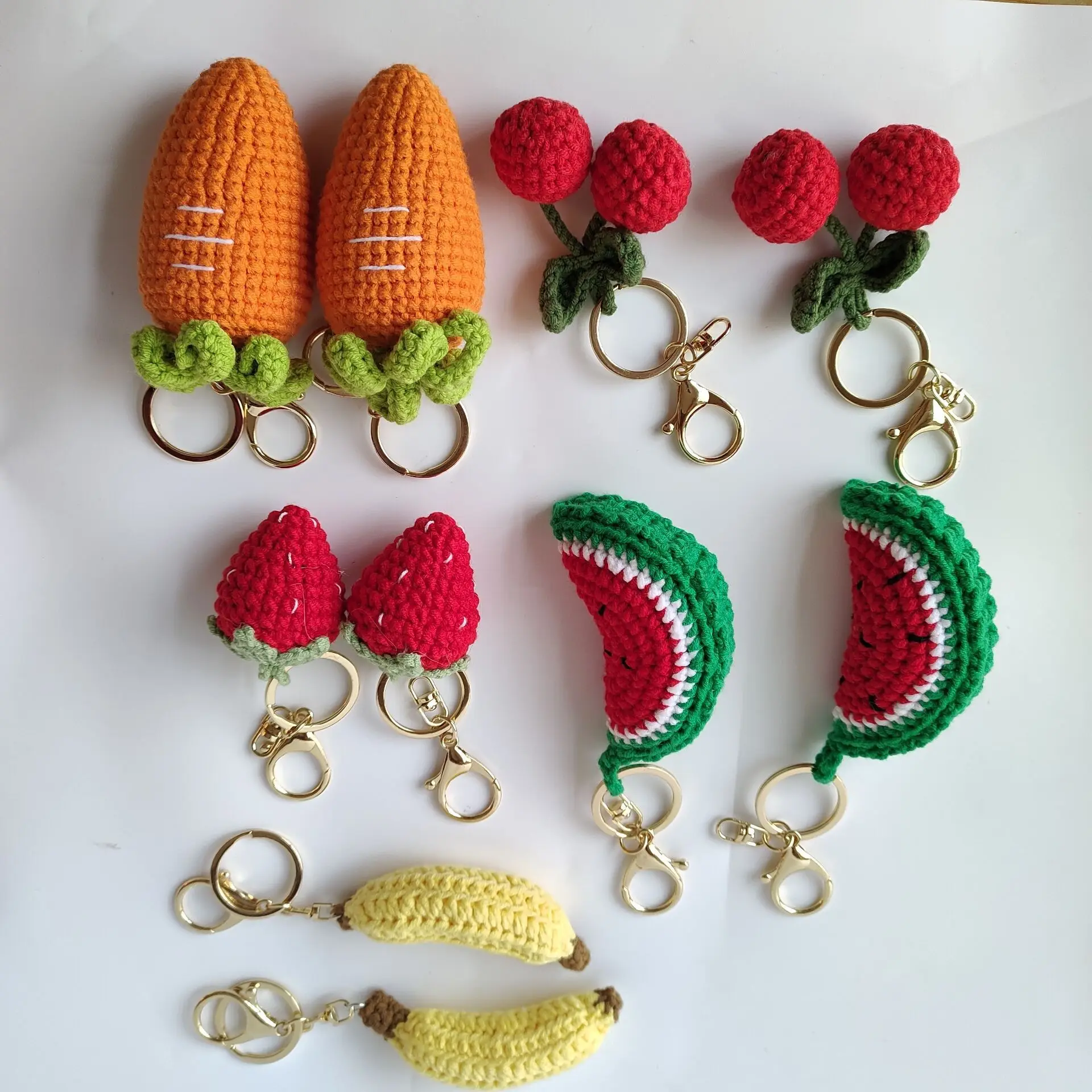 Handmade Crochet Strawberry Watermelon Cherry Carrot Banana Knitted ...