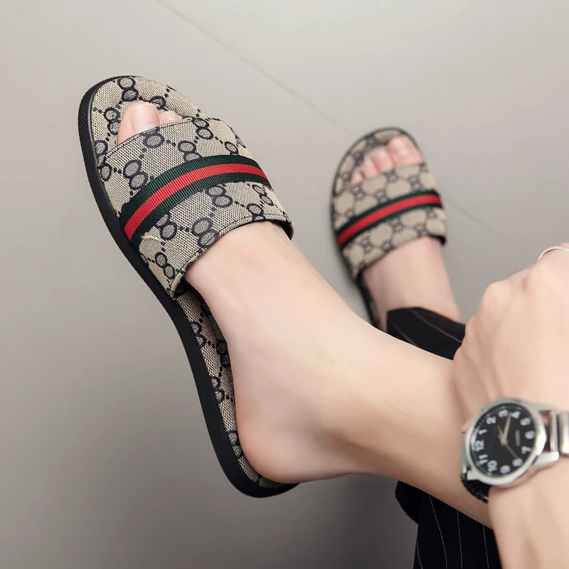 Summer New Custom Designer Comfy Fashionable Leather Slippers For Men ...