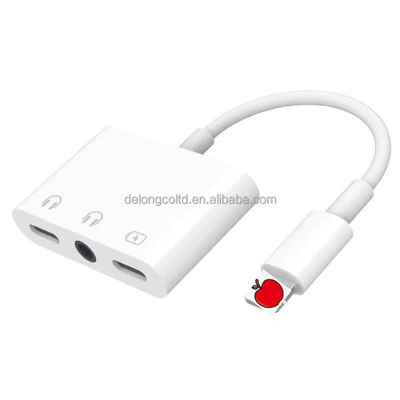 3 In 1 Lighting To Double Lighting And 3.5mm Aux Audio Earphone Adapter ...