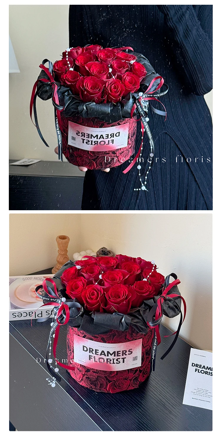 Rose Flower Hugging Bucket Circular Arrangement Bucket DIY Flower Art ...