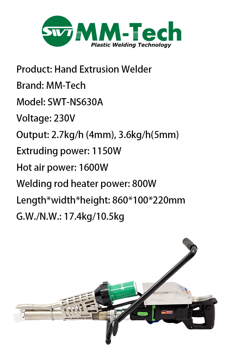 SWT-NS630A Hand Extrusion Welder for HDPE Geomembrane Projects