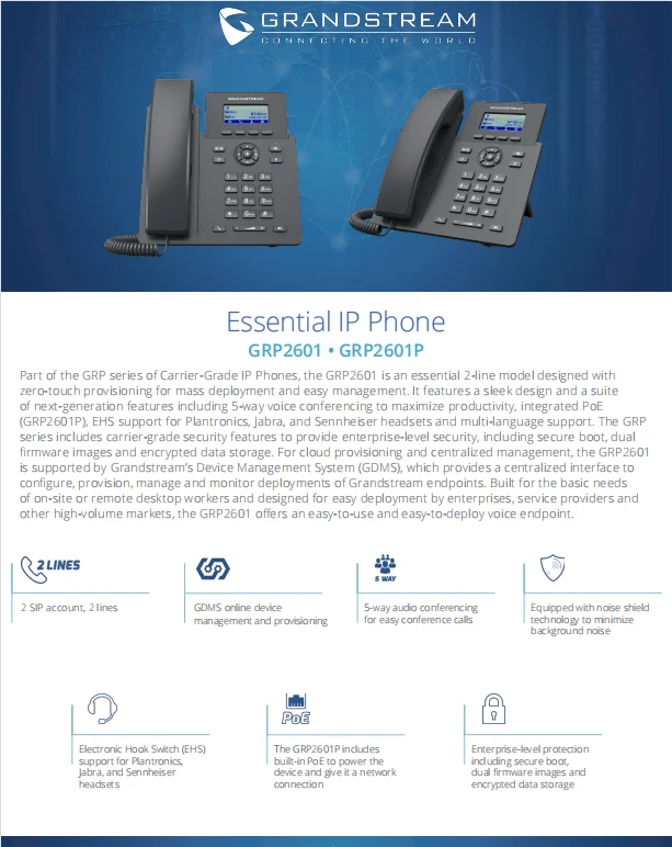 Grandstream GRP2601 IP Phone - Essential Voip Solutions