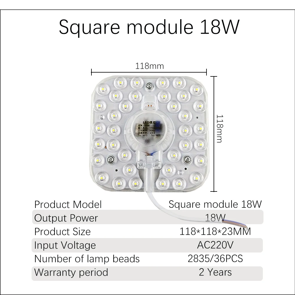 220v Led Module White 12w18w 24w 36w Replacement Light Source Square ...