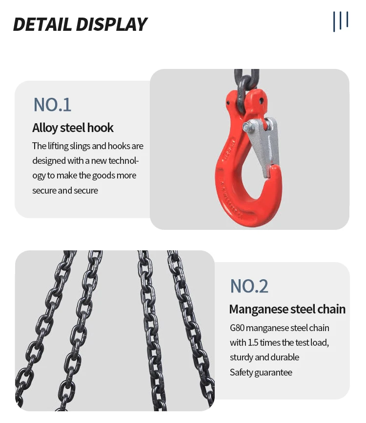 2ton 4 Ton Lashing Riggings Crane 4 Legs Lifting G80 Chain Sling with Hook