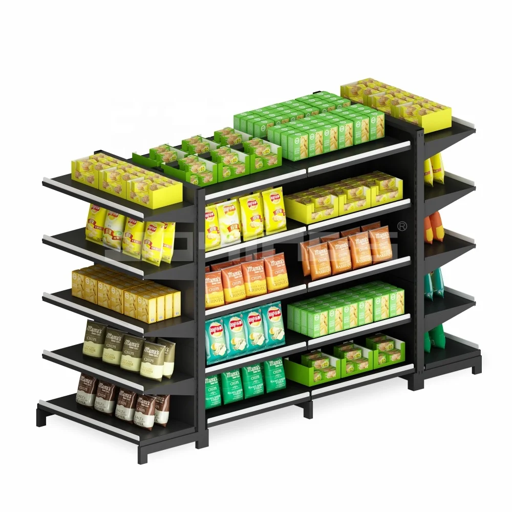 Steel Supermarket Double Sided White Shelves Display Commercial Used ...