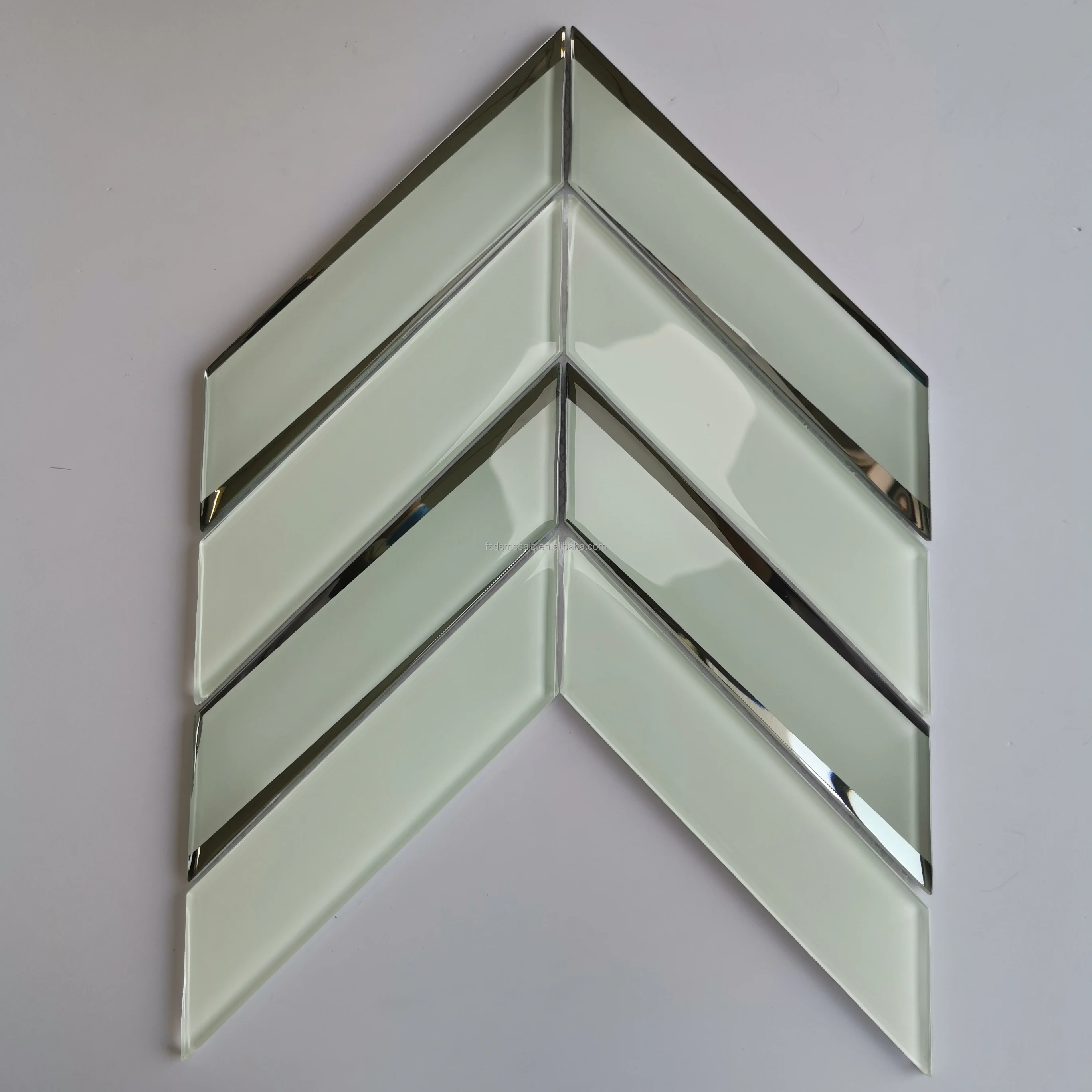 Modern Gray White Parallelogram Glass Mosaic Electroplate Glossy Silver ...