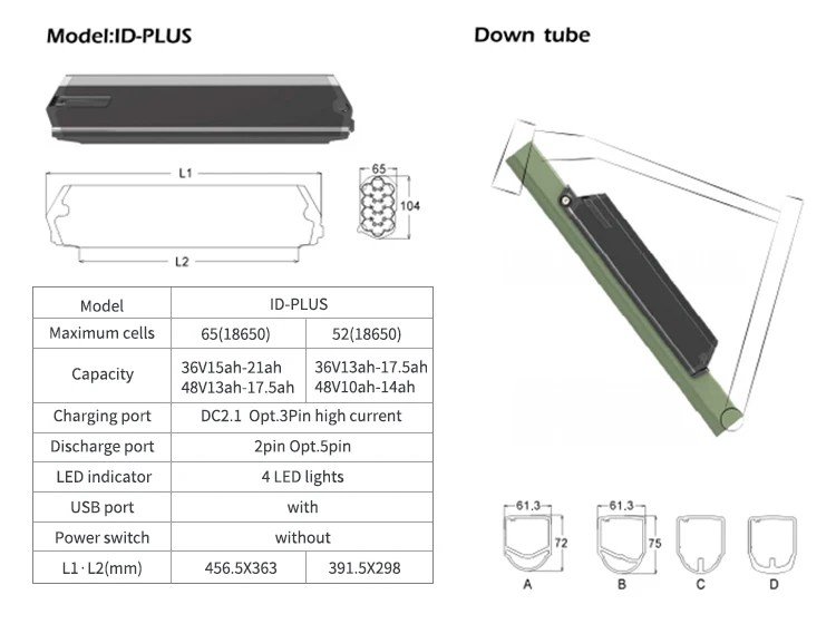 Customized Capacity Reention Dorado Inner Tube Battery 36v 48v 17.5ah ...