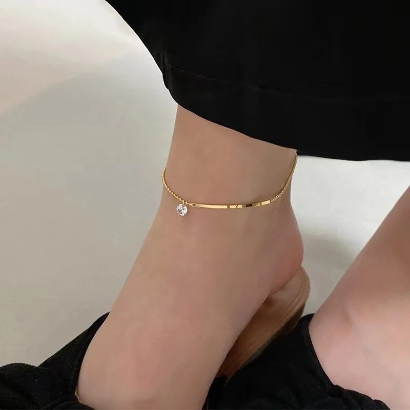 Dainty 18K Gold Plated Stainless Steel Anklets Women Waterproof Beach ...