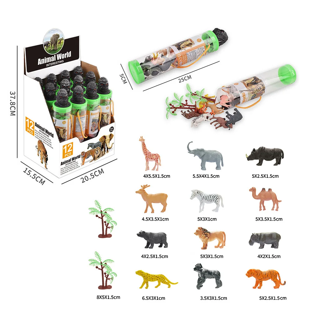 Mini Animal Game Set - PVC Dinosaur Toys in Tube Packaging