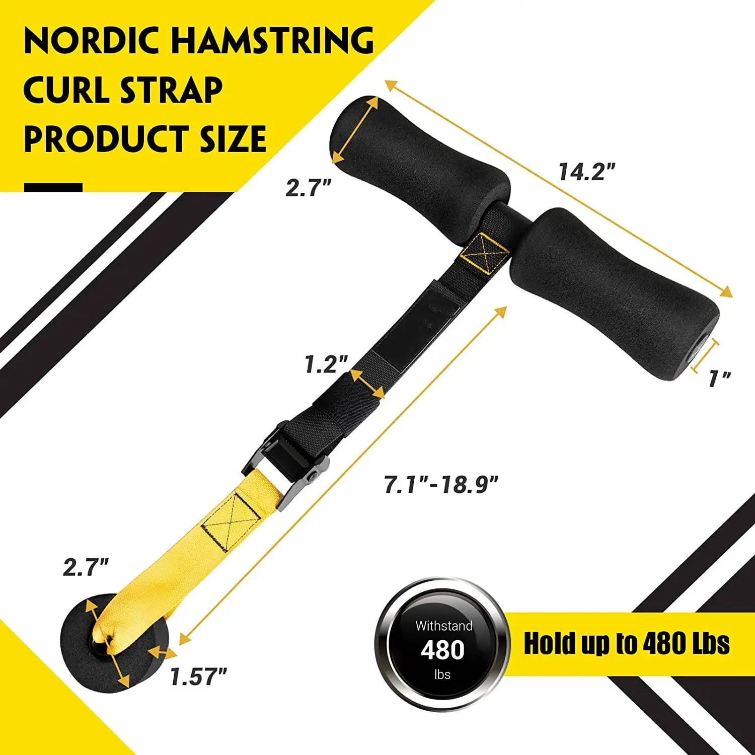 Wellshow Adjustable Nordic Hamstring Curl Strap Spanish Squats Home ...