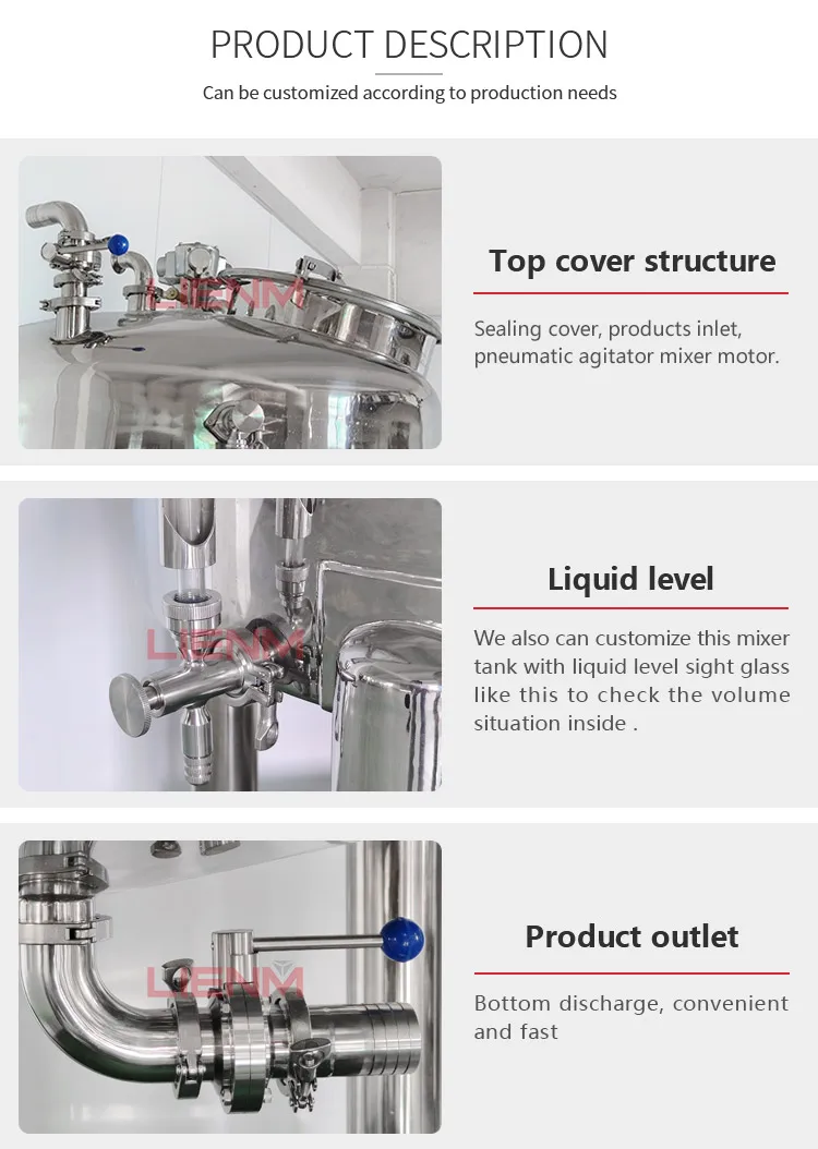 1000L Pneumatic Stirring Tank - Stainless Steel Quality