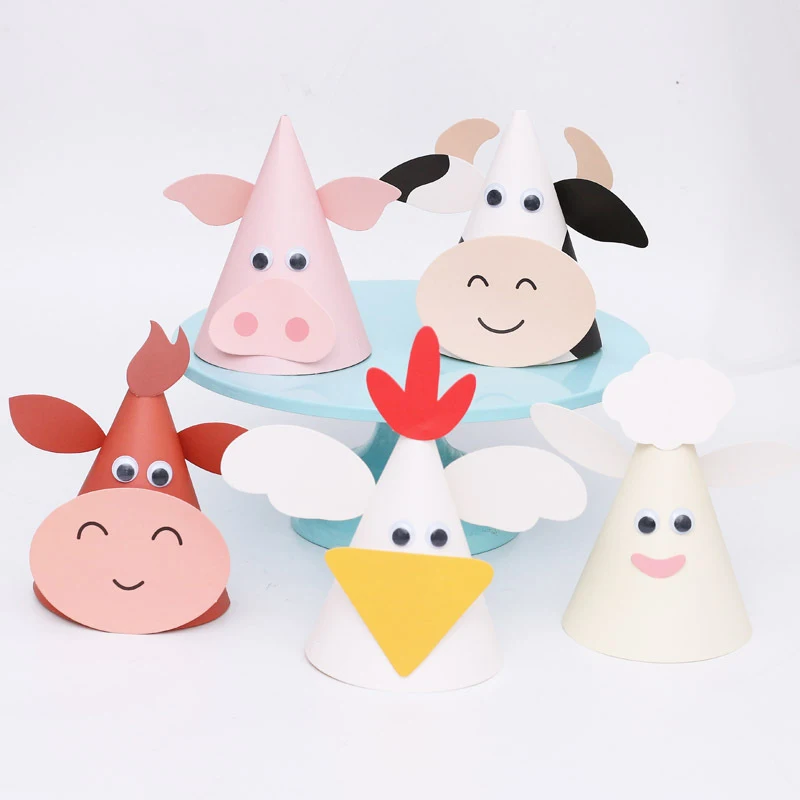Diy Cute Animal Paper Party Hats with Plastic Eyes for Party Favors ...