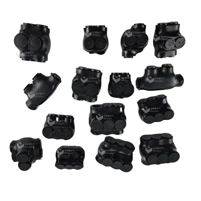 Black Insulated Dual Entry Multi-Cable Connector with 4 Wire Ports ...