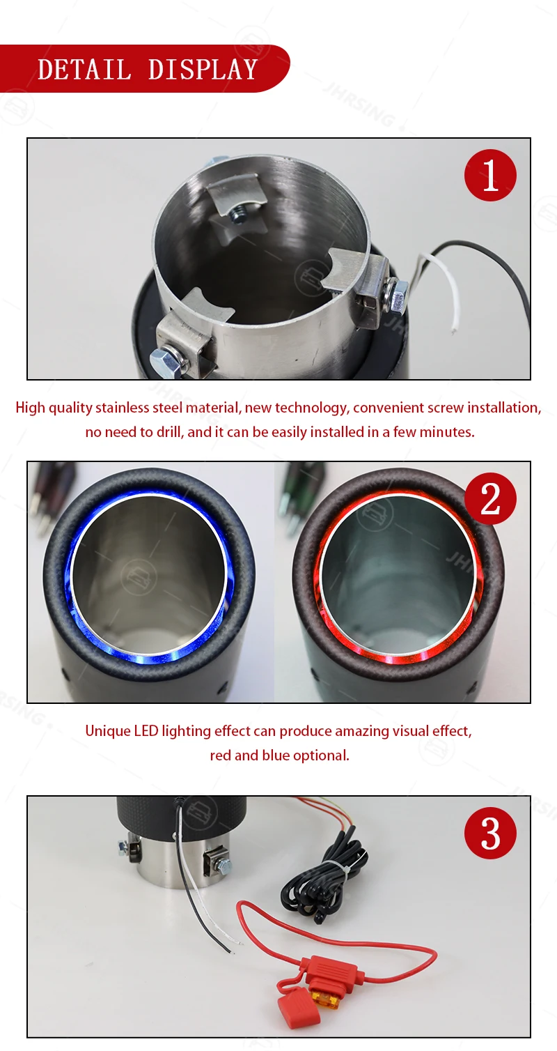 Universal Real Carbon Fiber High Performance Red Blue Light Fashion Car ...