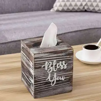 White Washed Solid Wood Tissue Dispenser Bath Decor With Bless You ...
