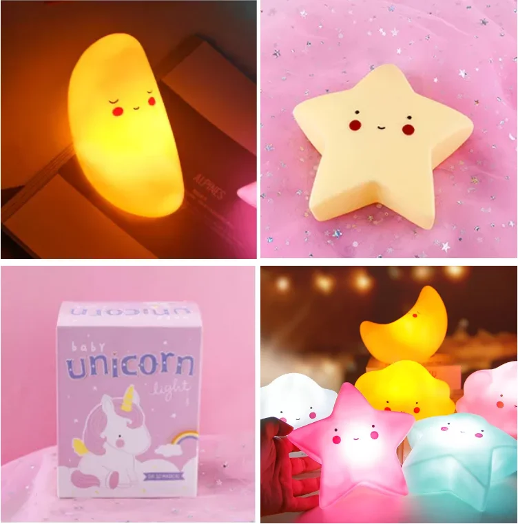Amazon Hot Pvc Led Cute Kawaii Kids Decor Cartoon Animal Rainbow Moon ...